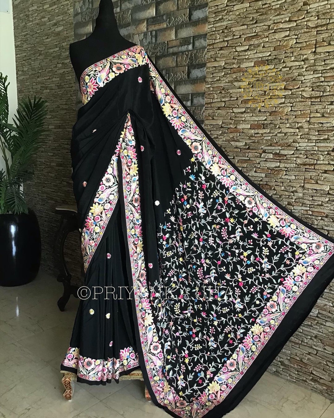 Parsi Gara Saree, Hand Embroidered Saree, Gara Saree - Etsy