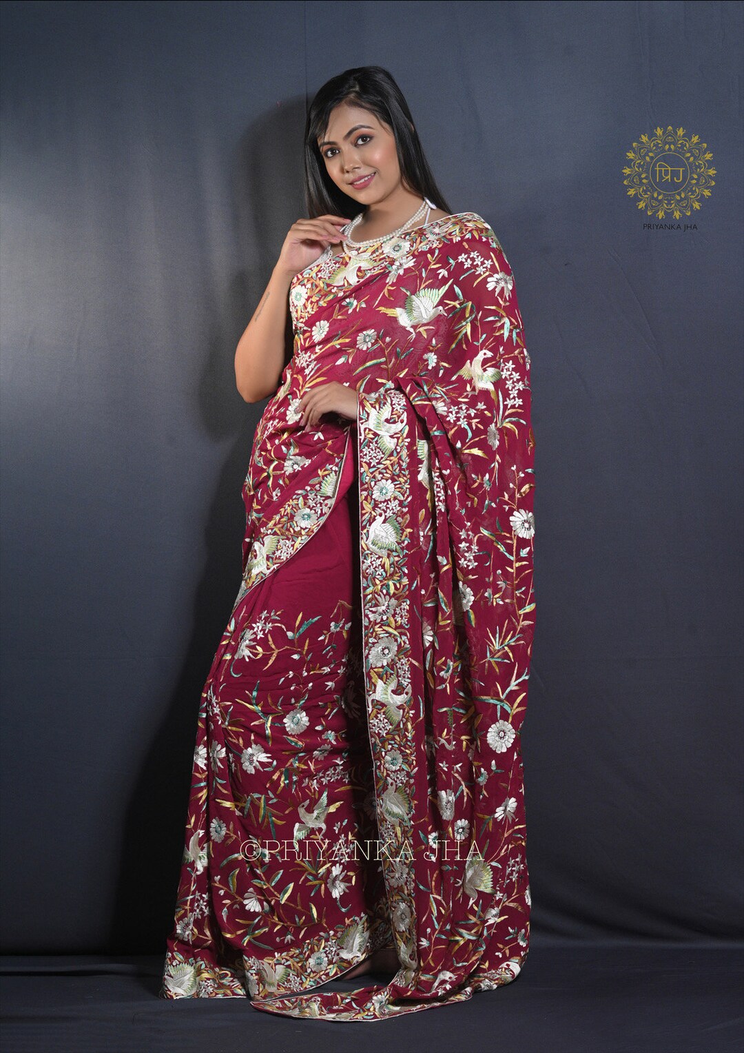 Parsi Gara Saree With Multi Colour Hand Work, Special Occasion Wear. - Etsy
