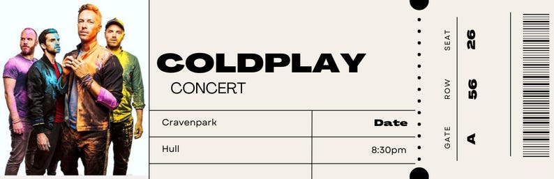 Concert Ticket Digital Print - Etsy