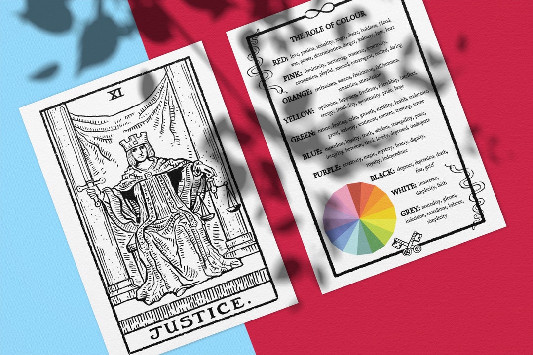 Tarot Card 11 Justice - TAROT COLOURING PACK and Manifestation Guide ...