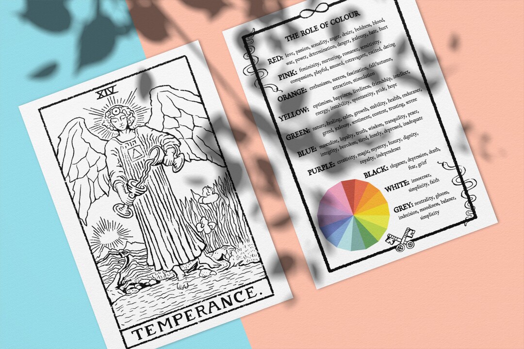 Tarot Card 14 Temperance TAROT COLOURING PACK and Manifestation Guide ...