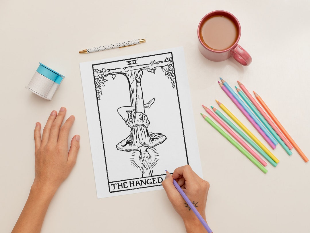 Tarot Card 12 the Hanged Man - TAROT COLOURING PACK and Manifestation ...