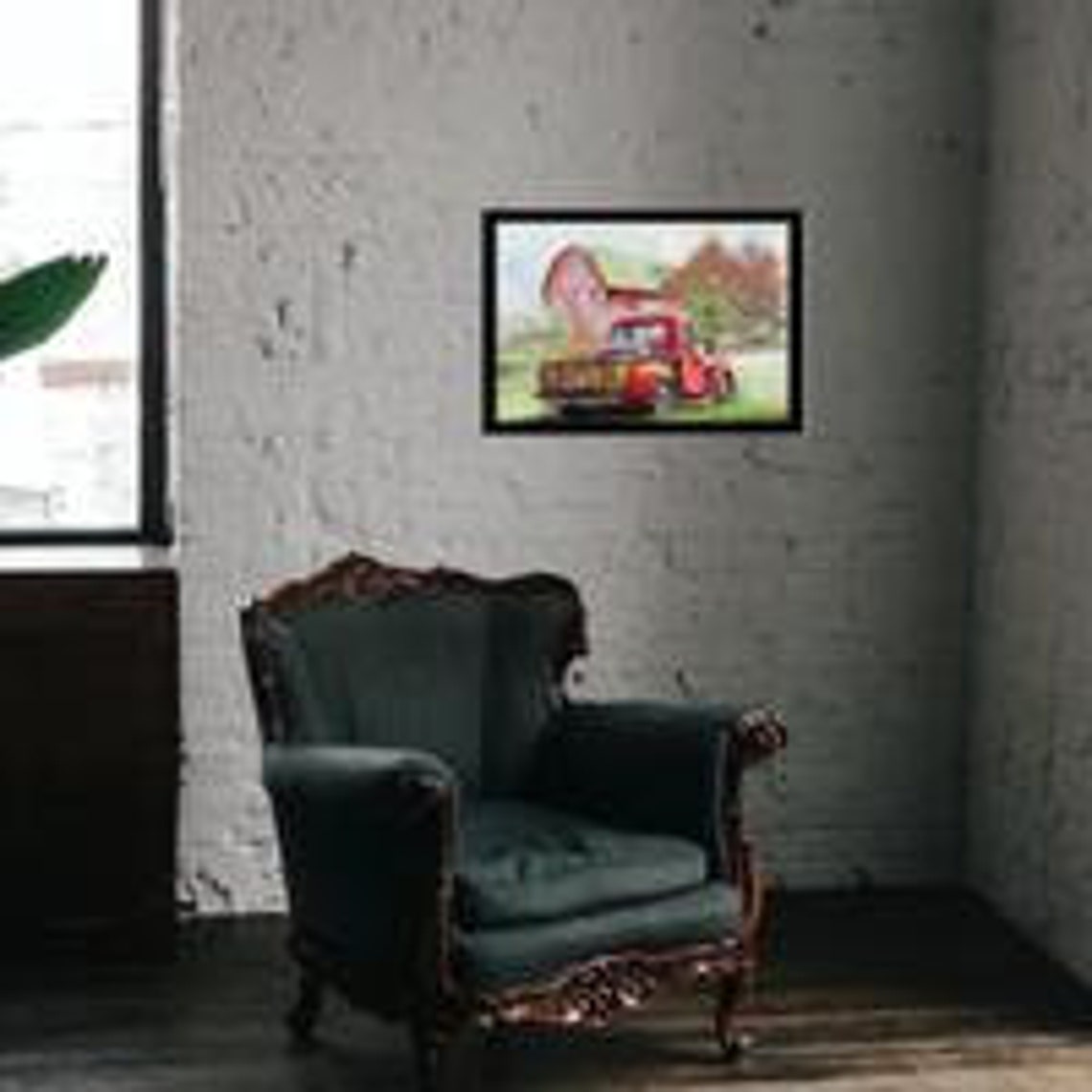 Country Primitive Red Truck Rustic Art Red Barn Wood Framed - Etsy