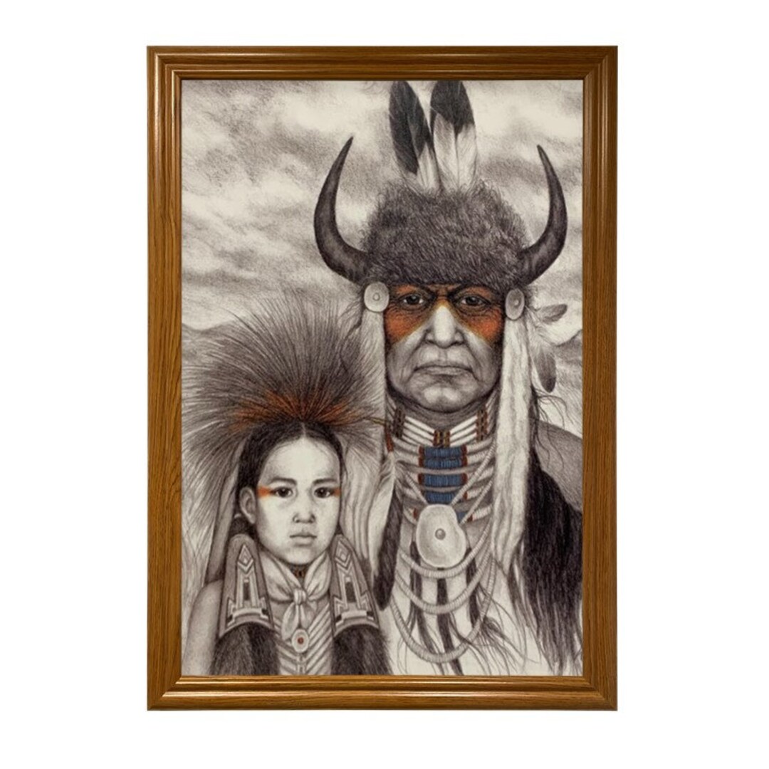 Native American Father Son Traditional Ethnic Generations Vintage ...
