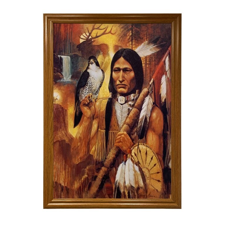 Native American Hawk Traditional Indian Man Vintage Rustic Textured ...