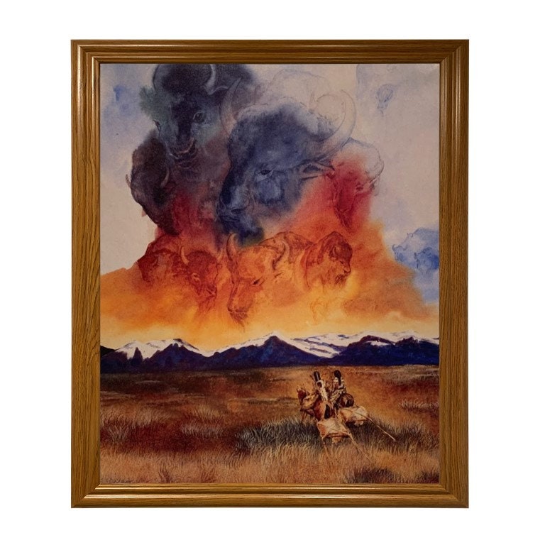 Native American Bison Cloud Coloful Ethnic Vintage Textured - Etsy