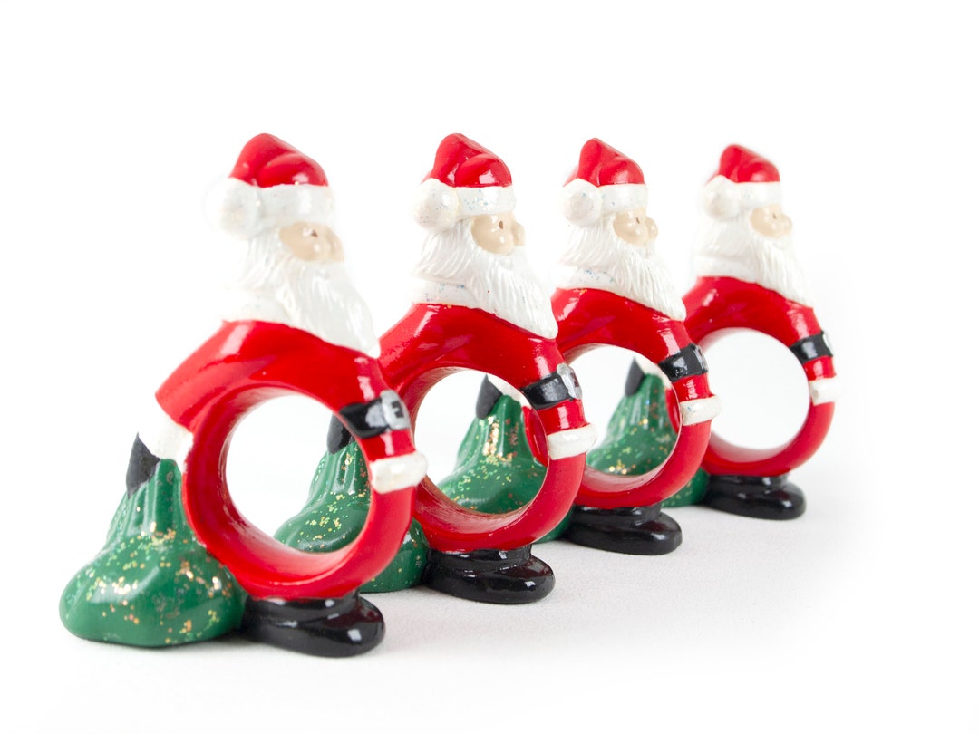 Santa Claus Christmas Napkin Rings Ceramic Hand Painted 4 - Etsy