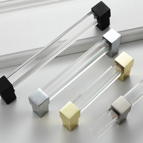 Square Acrylic Cabinet Handles Drawer Pulls Knobs Silver Clear - Etsy