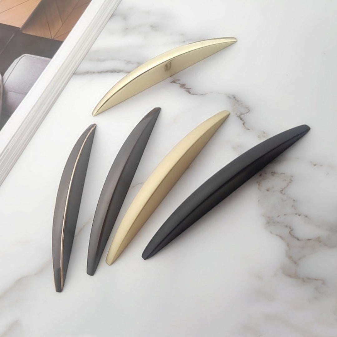 Streamline Modern Design Gold Drawer Wardrobe Pulls Black Dresser Knobs ...