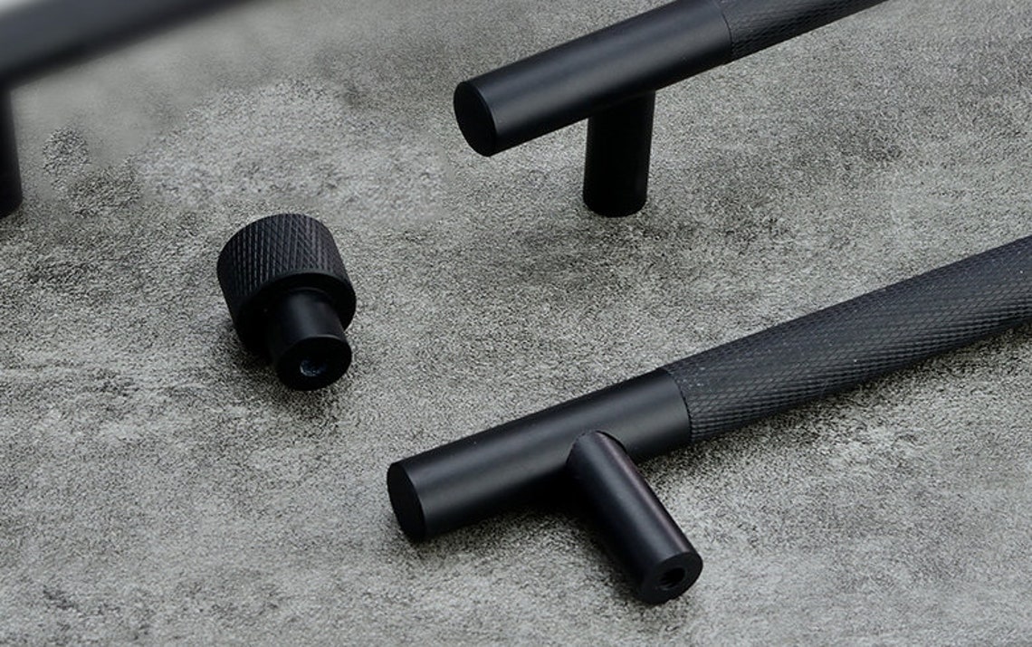 Anti-Slip Pattern Handle Black Drawer Pulls Handles Gold T Bar | Etsy