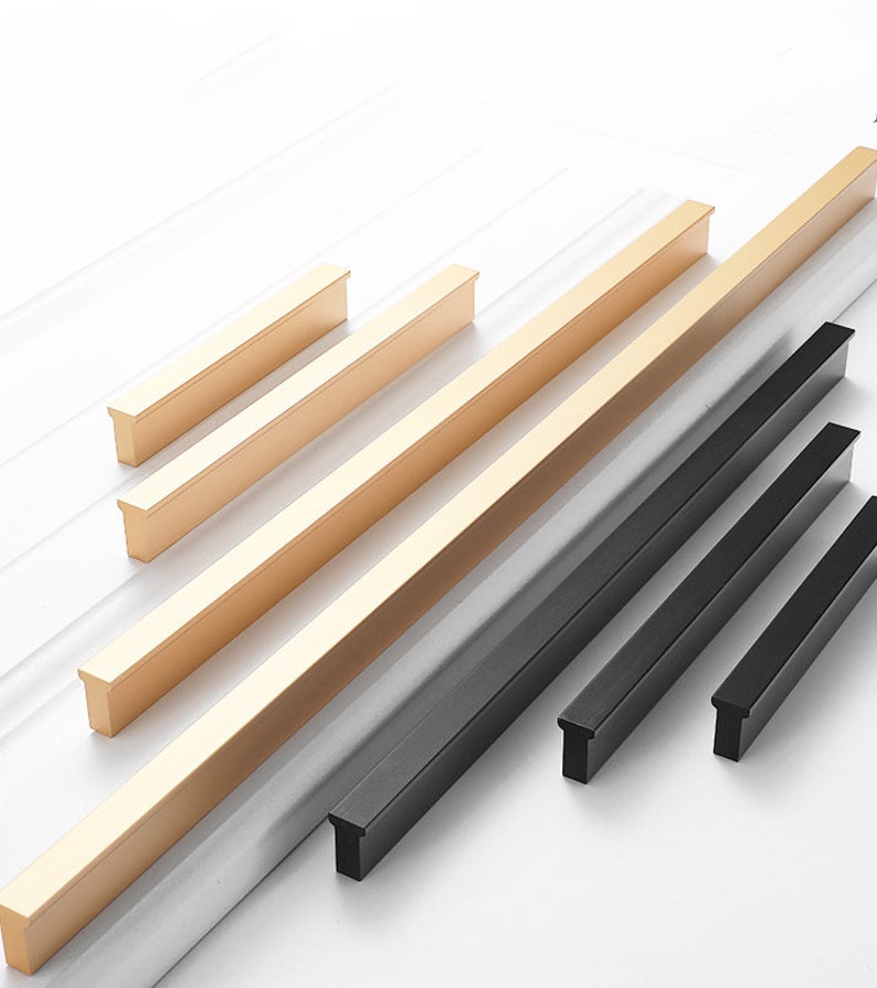 Simple T Handles Gold Drawer Pulls Black Kitchen Cabinet Pulls - Etsy