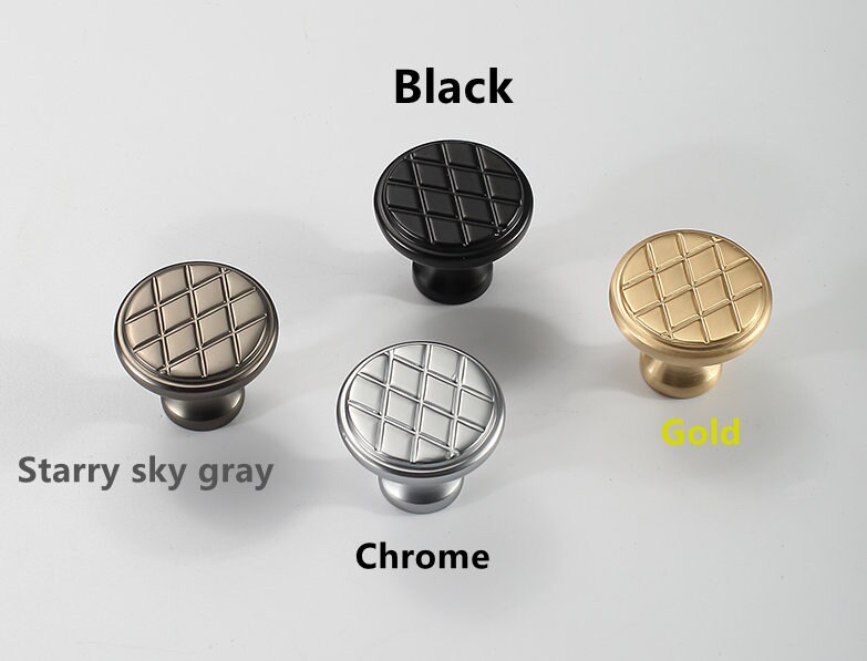 Grid Texture Handles Gold Drawer Dresser Cupboard Pulls Black | Etsy
