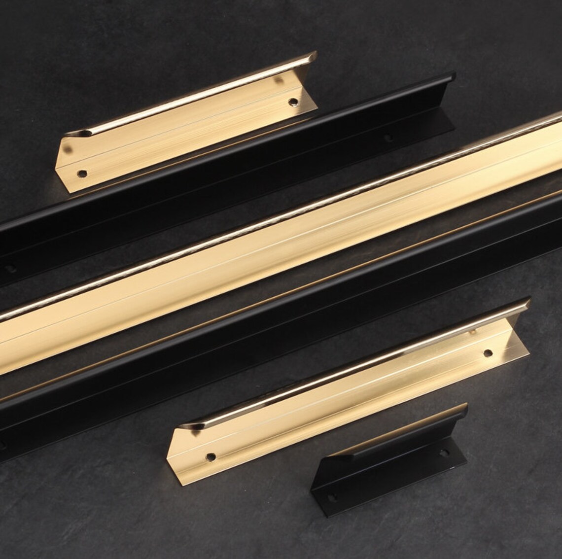 Modern Hidden Handles Gold Drawer Dresser Cupboard Pulls Black | Etsy ...