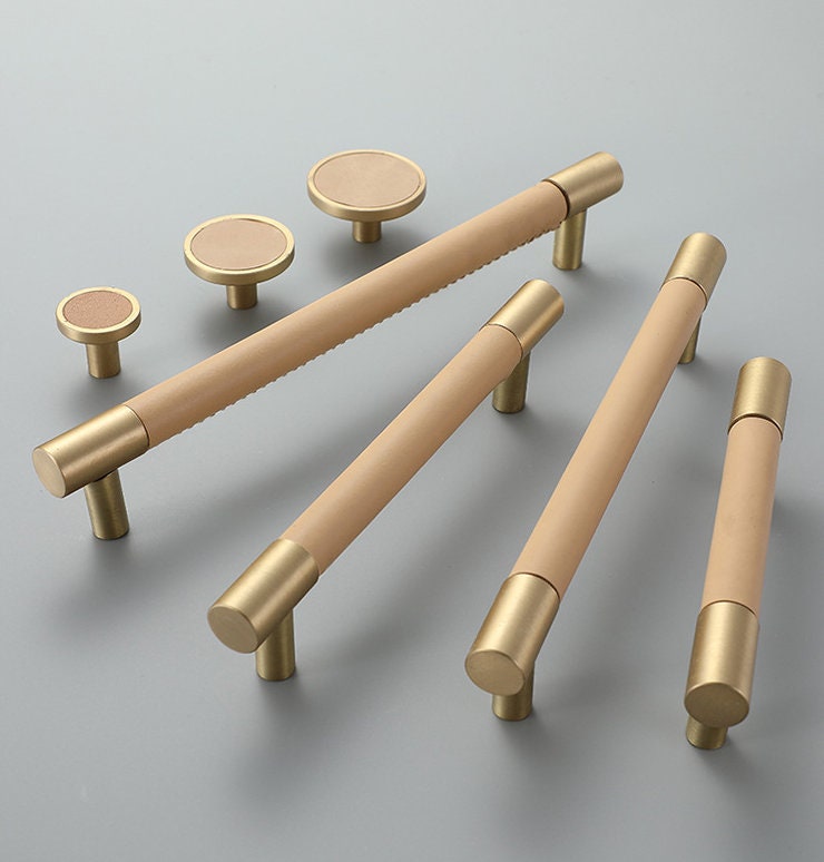 Solid Color Leather Design Brass Drawer Cabinet Wardrobe | Etsy