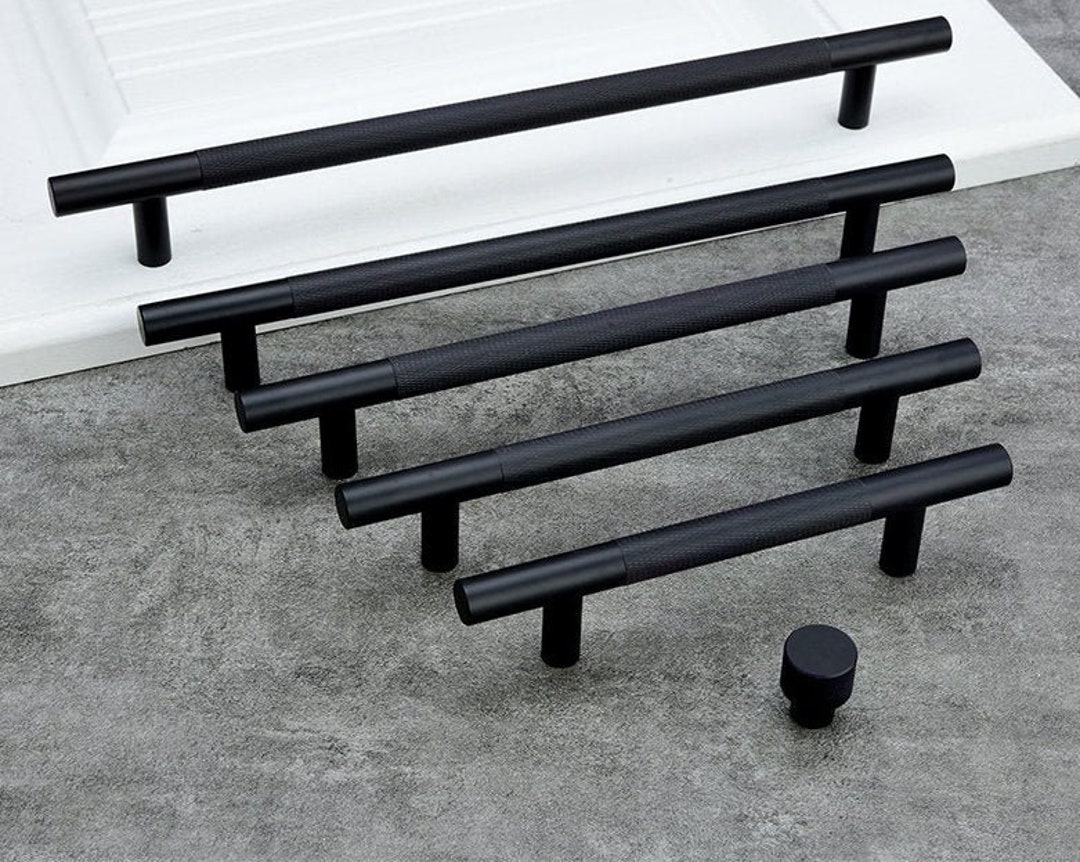 Anti-slip Pattern Handle Black Drawer Pulls Handles Gold T Bar - Etsy