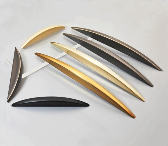Wave Shape Handles Gold Drawer Dresser Cupboard Pulls Black Kitchen ...