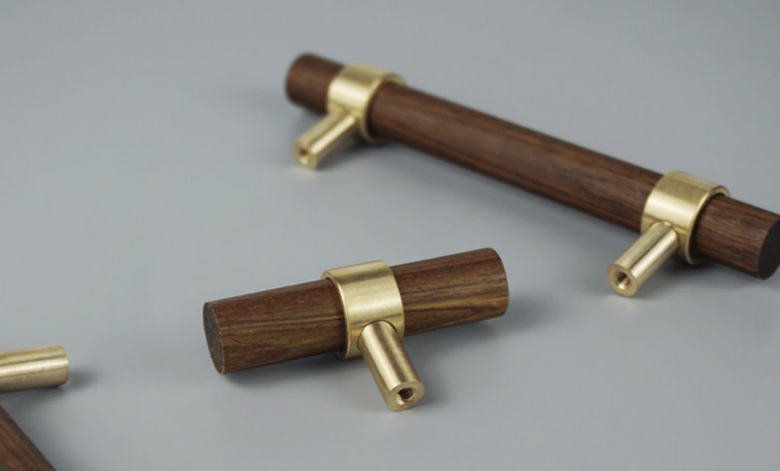 Black Walnut Brass Wood Handles Cupboard Handles Kitchen - Etsy