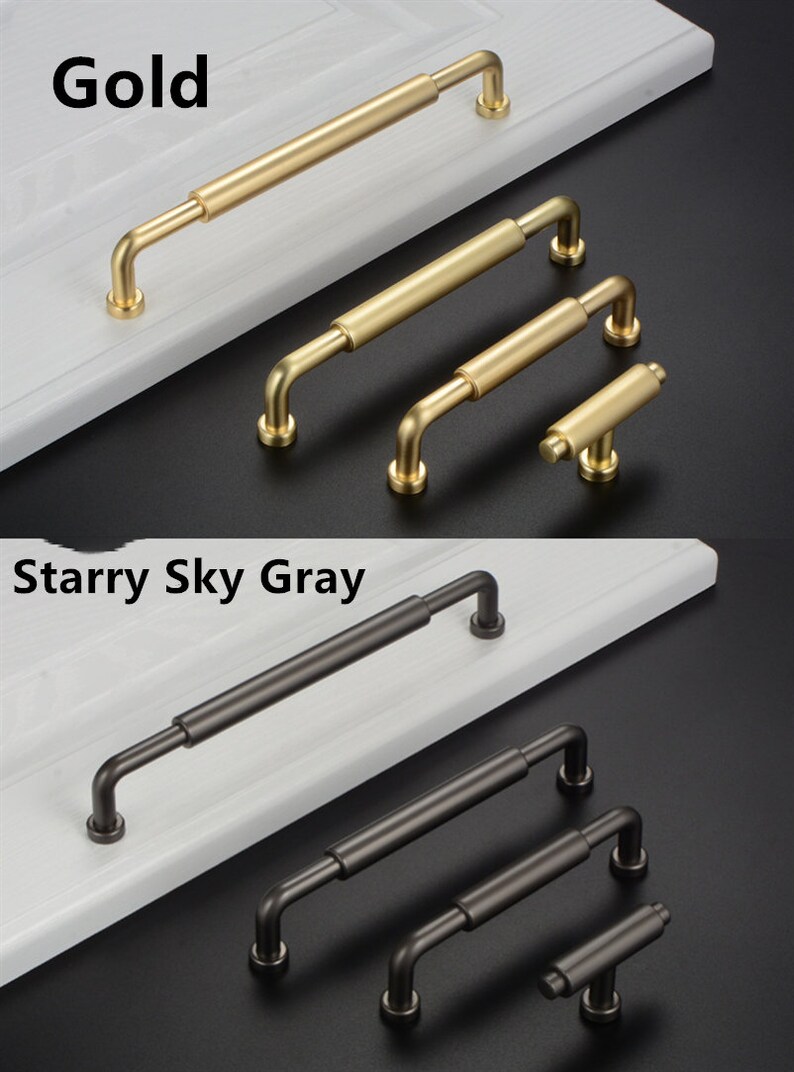 Simple Handles Gold Drawer Dresser Cupboard Pulls Knobs Black | Etsy