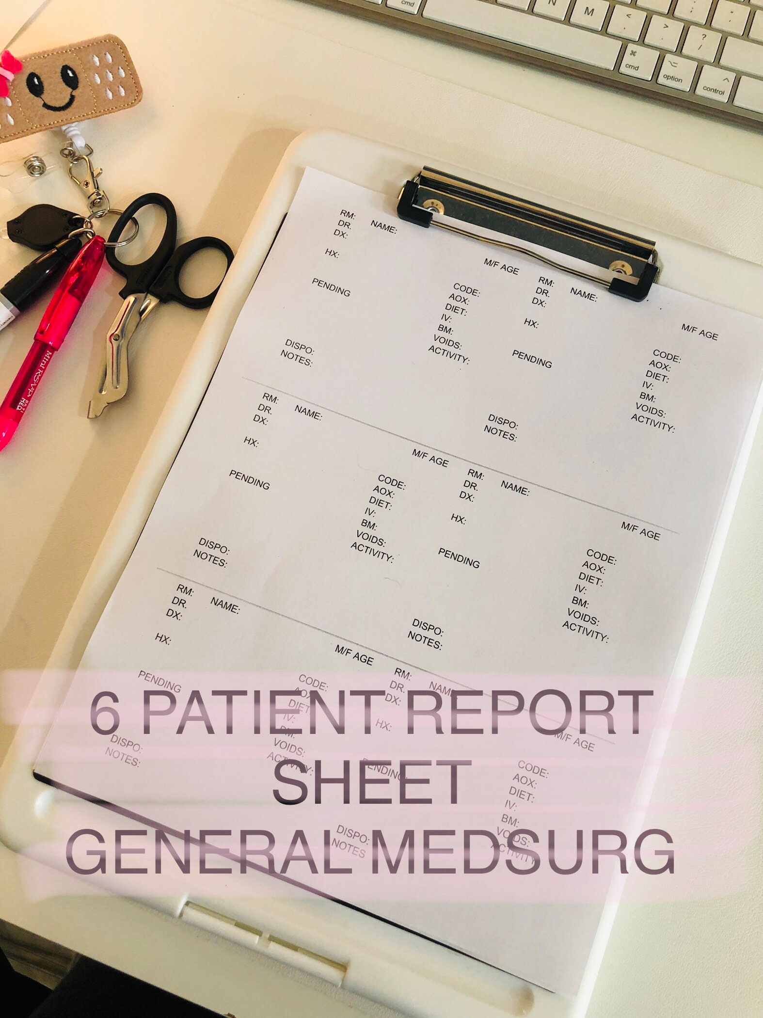 Nursing Report Sheet, Nurses Report Sheet, DIGITAL PRINT 6 Patients - Etsy