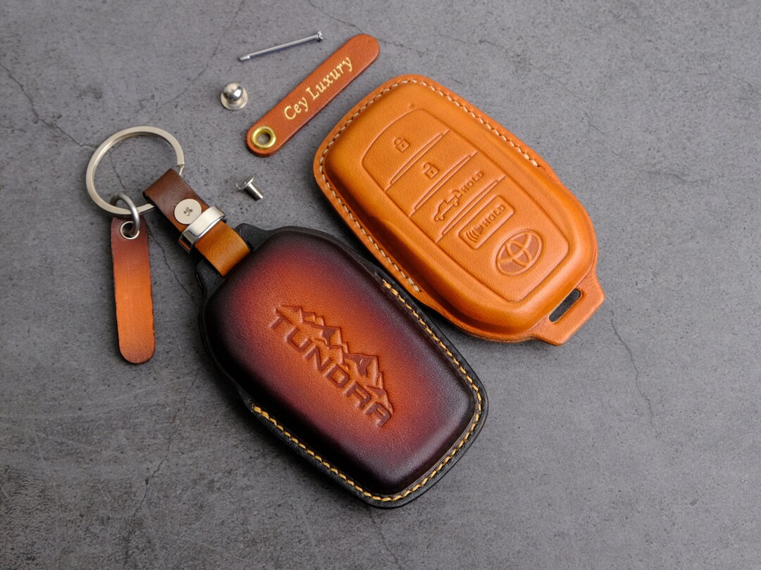2024 2023 Toyota Tundra Key Fob Cover, Leather Key Case Key Chain ...