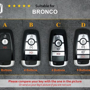 Leather Key Fob Cover 3 4 5 Buttons for Ford Bronco Bronco Key Case Fob ...