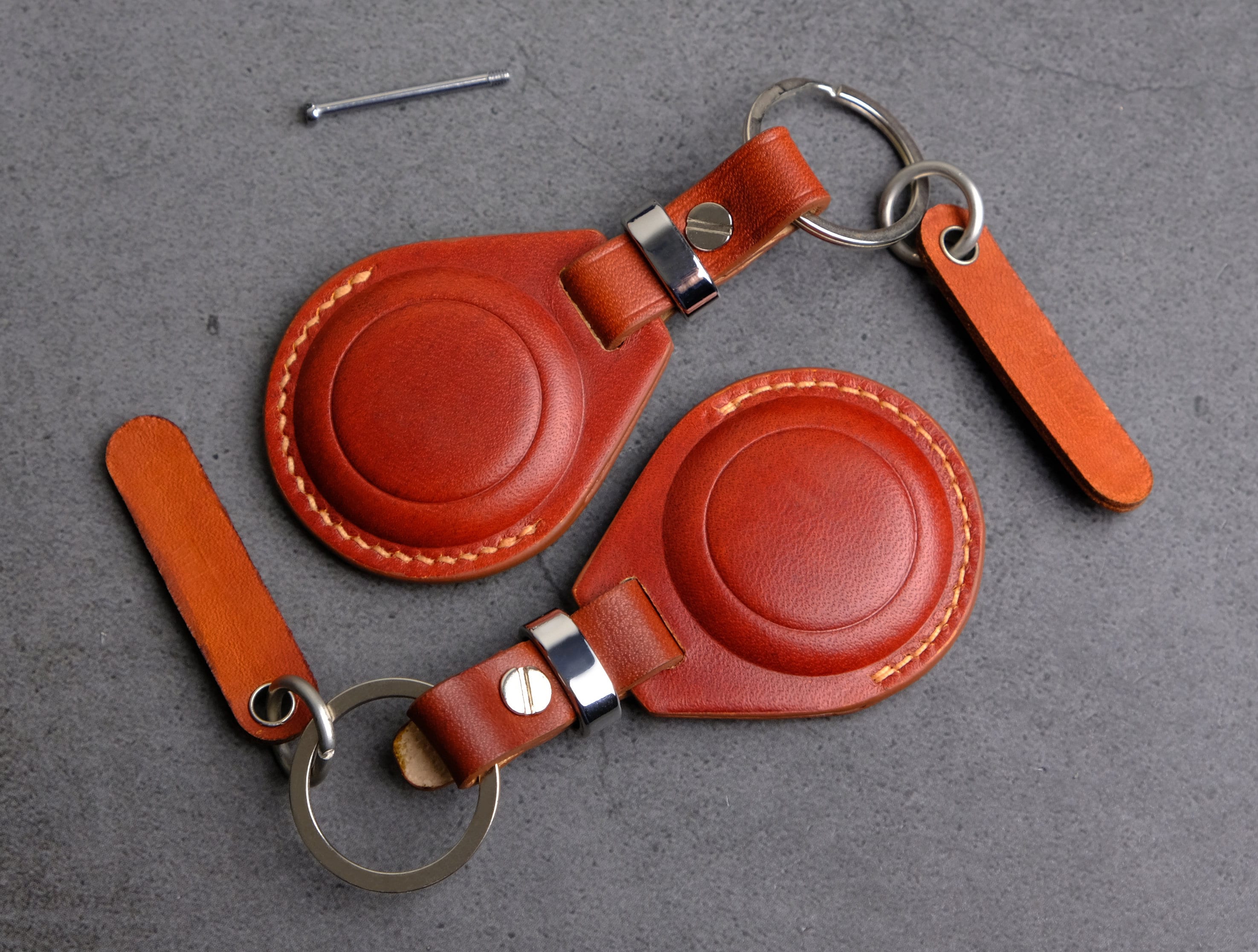 AirTag Leather Keyring, Personalized AirTag Key Fob, AirTag Key Case ...
