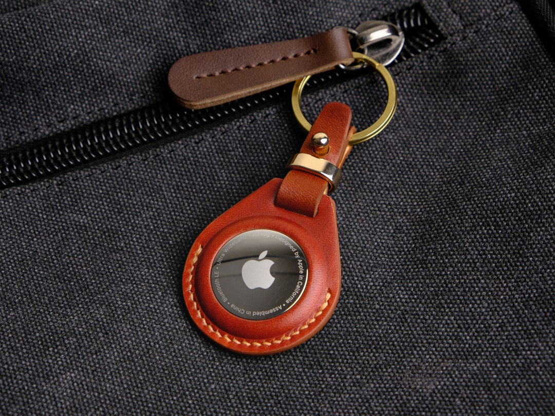 AirTag Leather Keyring, Personalized AirTag Key Fob, AirTag Key Case ...