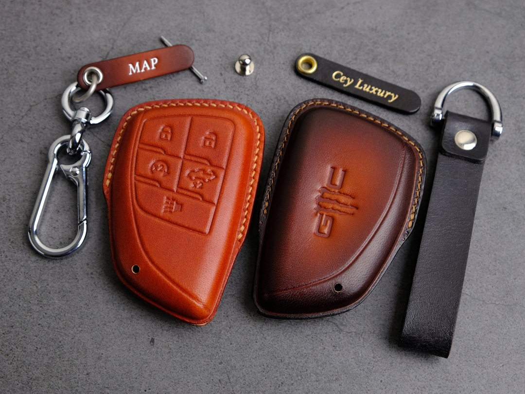 Leather Key Fob Cover for GMC Canyon Yukon Sierra 1500 2500 3500 Denali ...