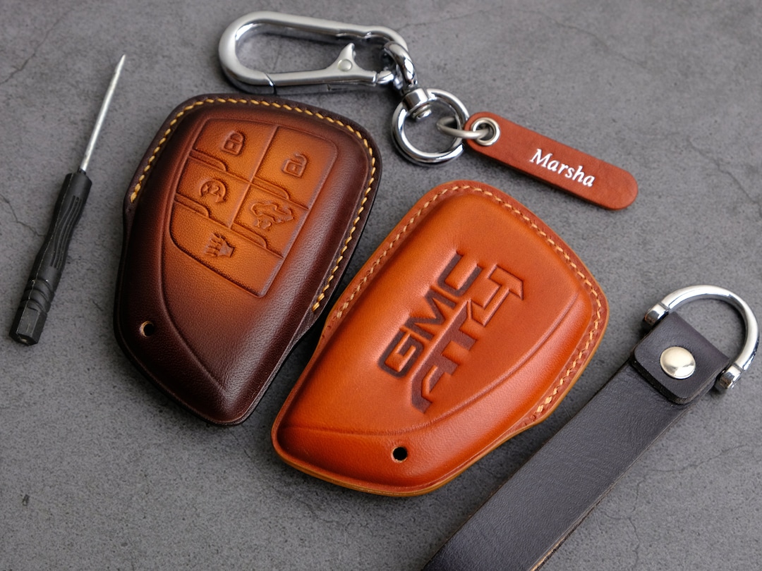 GMC Canyon AT4 Key Fob Cover, Handcraft Leather Key Case for GMC Canyon ...