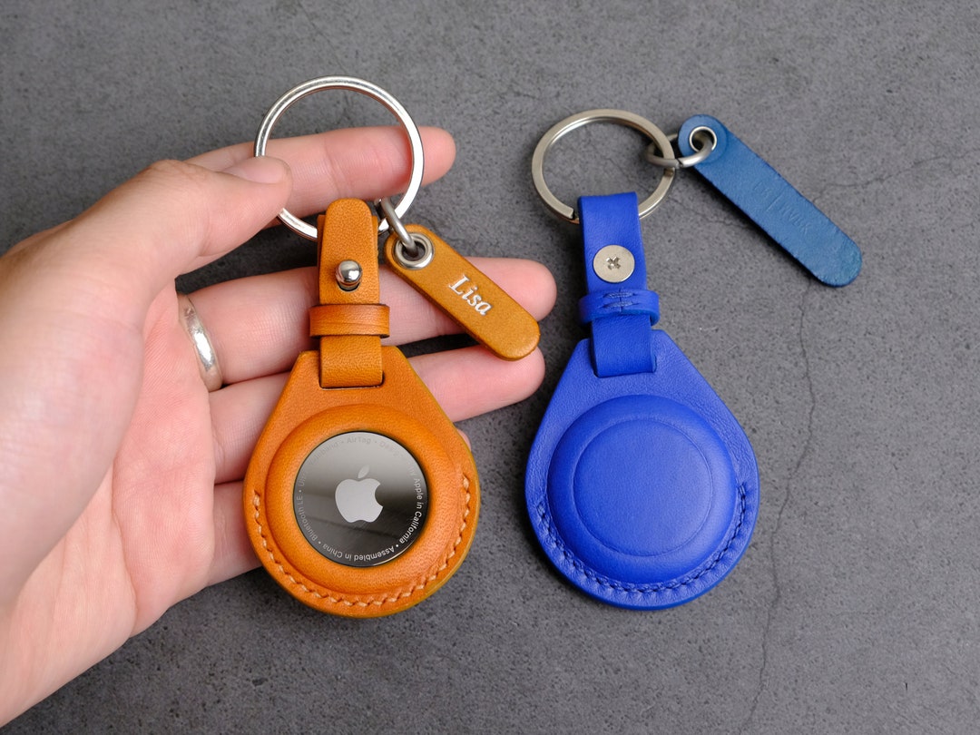 Leather AirTag Keychain, Leather AirTag Bag Charm, Handmade Case ...