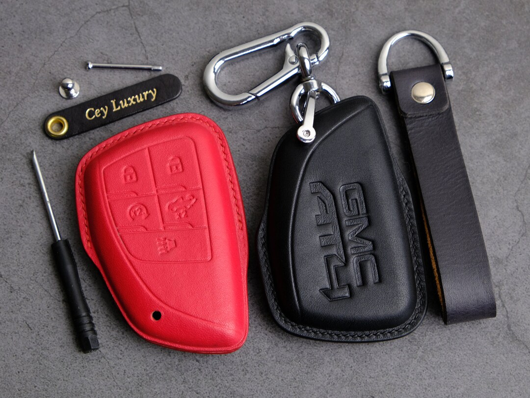 GMC Sierra AT4 Key Fob Cover, Hancarft Leather Key Case for GMC Sierra ...