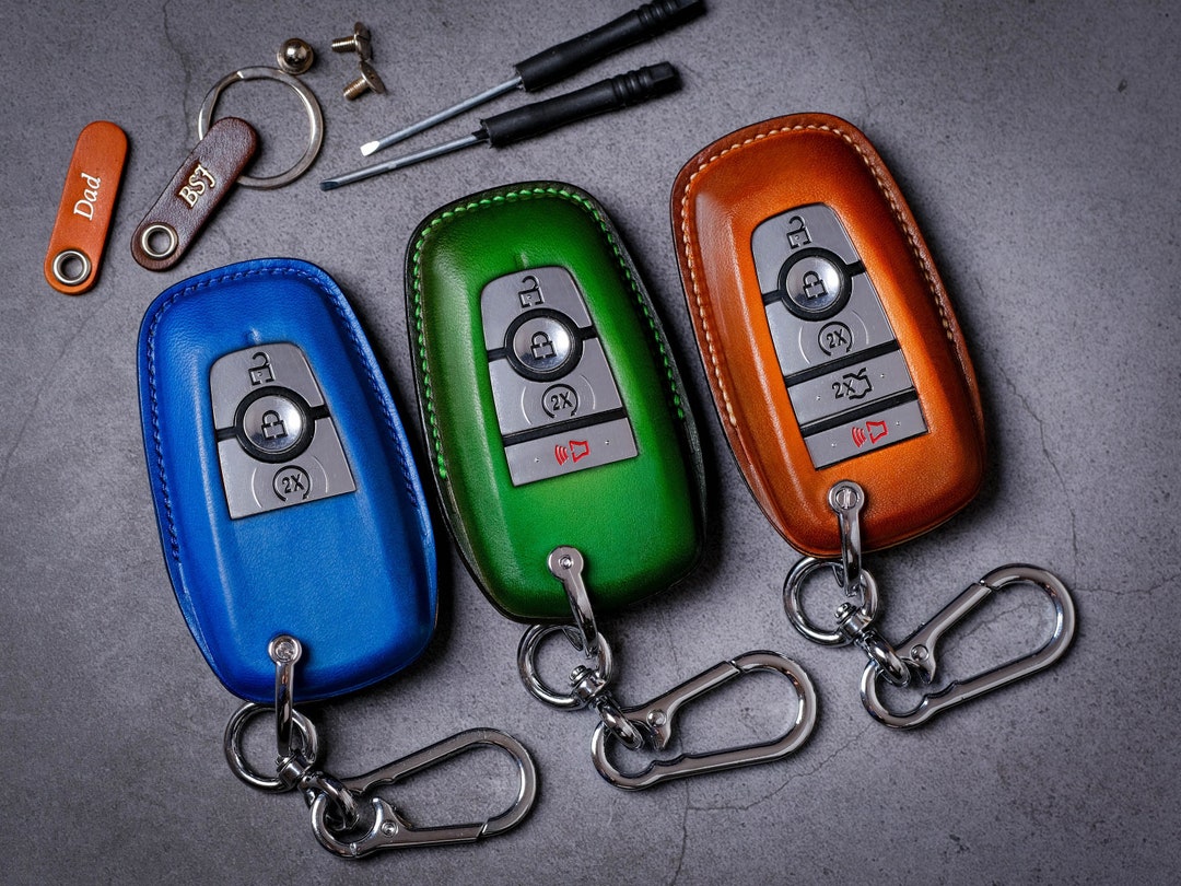 Leather Key Fob Cover 3 4 5 Buttons for Ford Bronco Bronco Key Case Fob ...