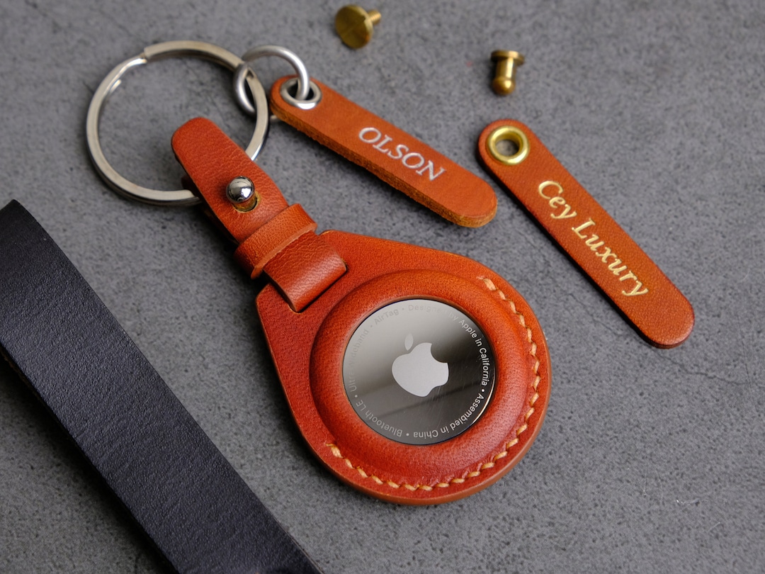 Personalized AirTag Holder, Leather AirTag Bag Charm, Customized AirTag ...