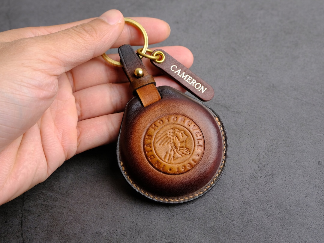 Indian Motorcycle Leather Key Case, Personalized Key Fob Cover for ...