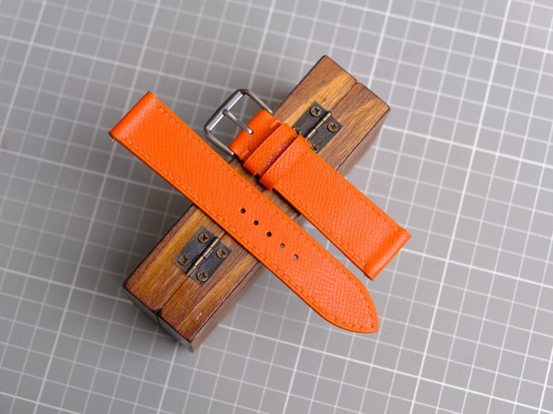 Orange Leather Watch Strap, Orange Leather Handmade Watch Strap, Custom ...