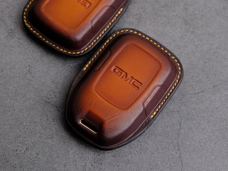 Leather Key Case for GMC Sierra 1500, Handcrafted Key Fob Cover for GMC ...