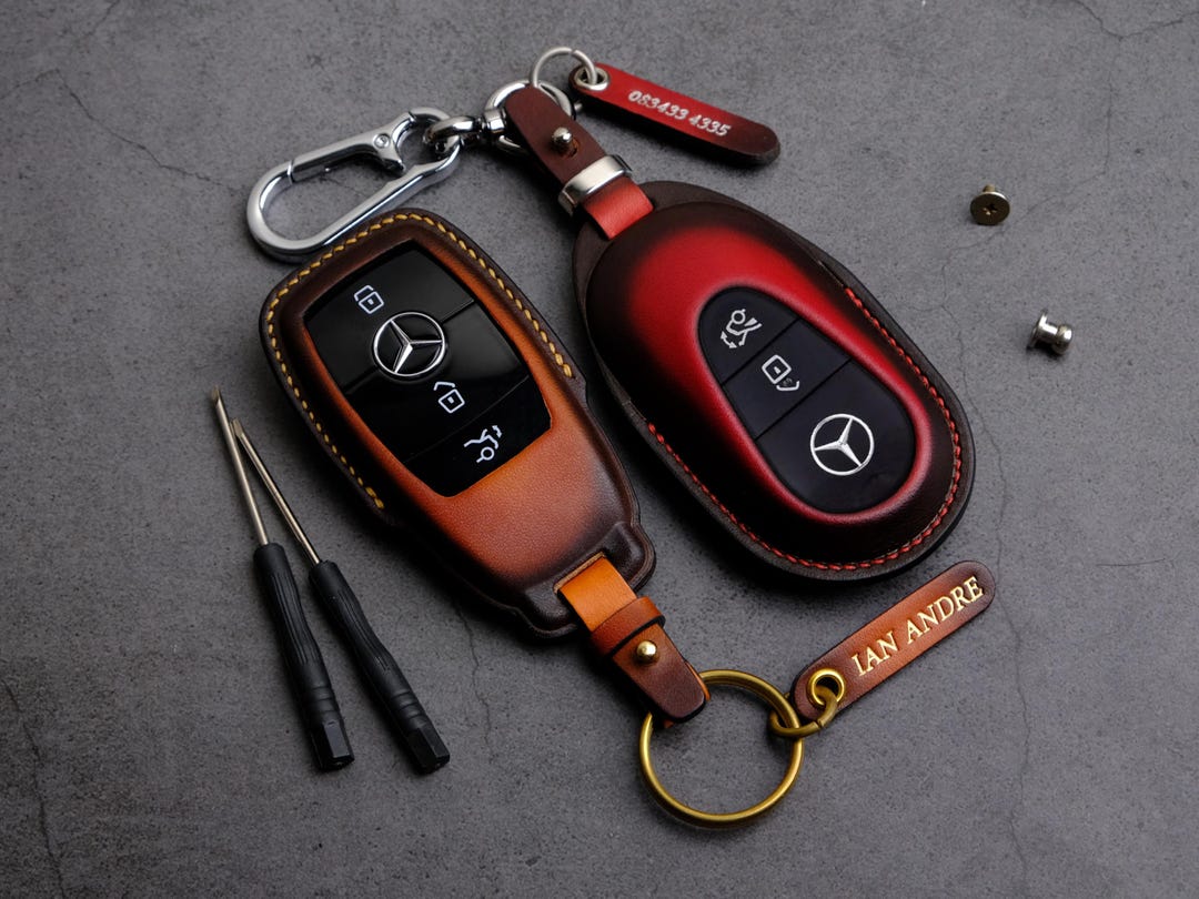 Personalized Key Fob Cover for Mercedes - Custom Leather Key Case for ...