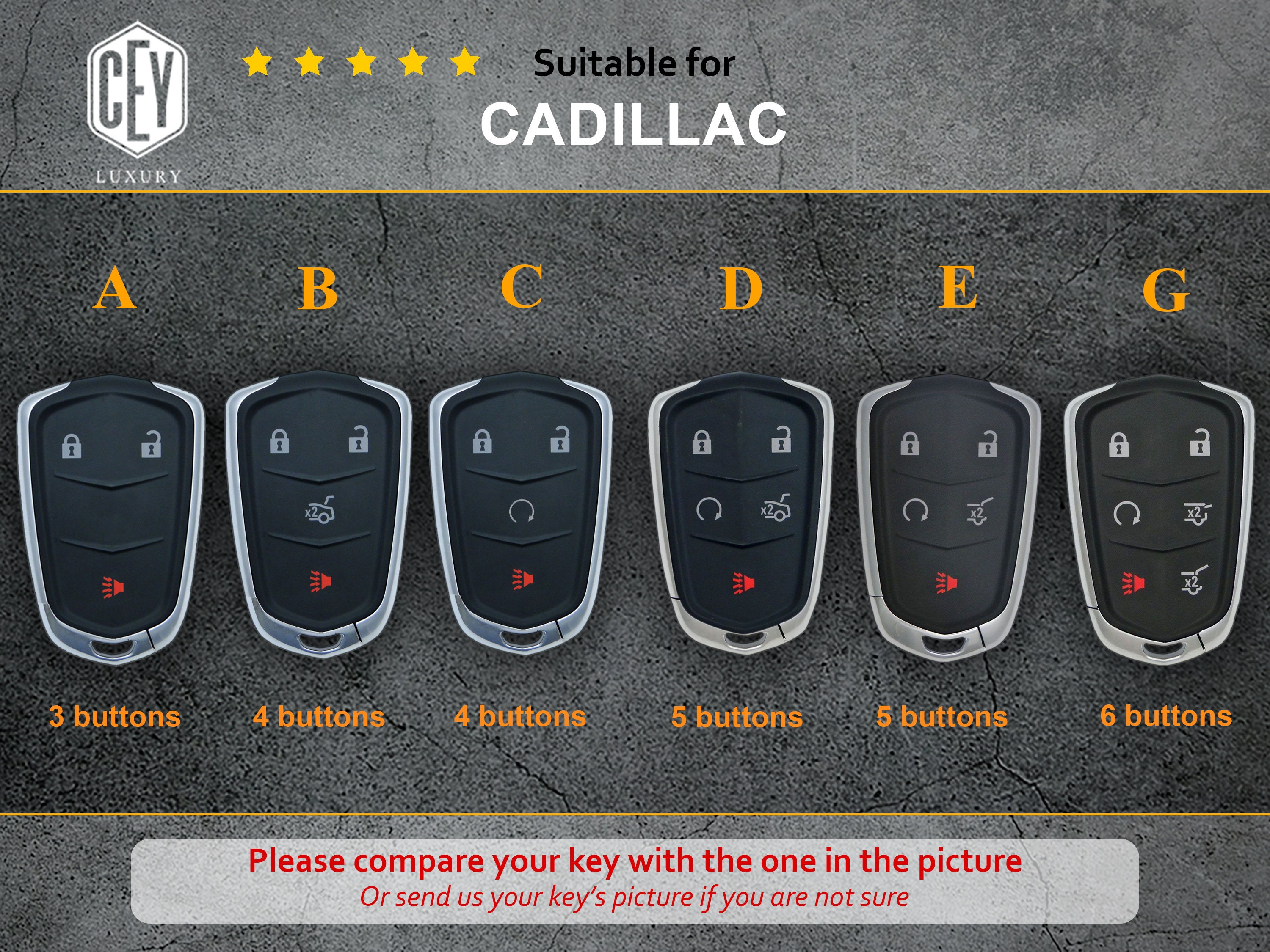 All Cadillac 2024-2025 Key Fob Cover for CT4 CT5 XT4 XT5 XT6 Cts Xts ...