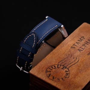 Navy Blue Epsom Leather Watch Strap 22mm 21mm 20mm 19mm 18mm - Gift for ...