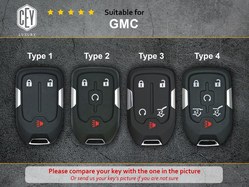 GMC Acadia Terrain Yukon AT4 Denali Key Fob Cover, GMC Key Case Key ...