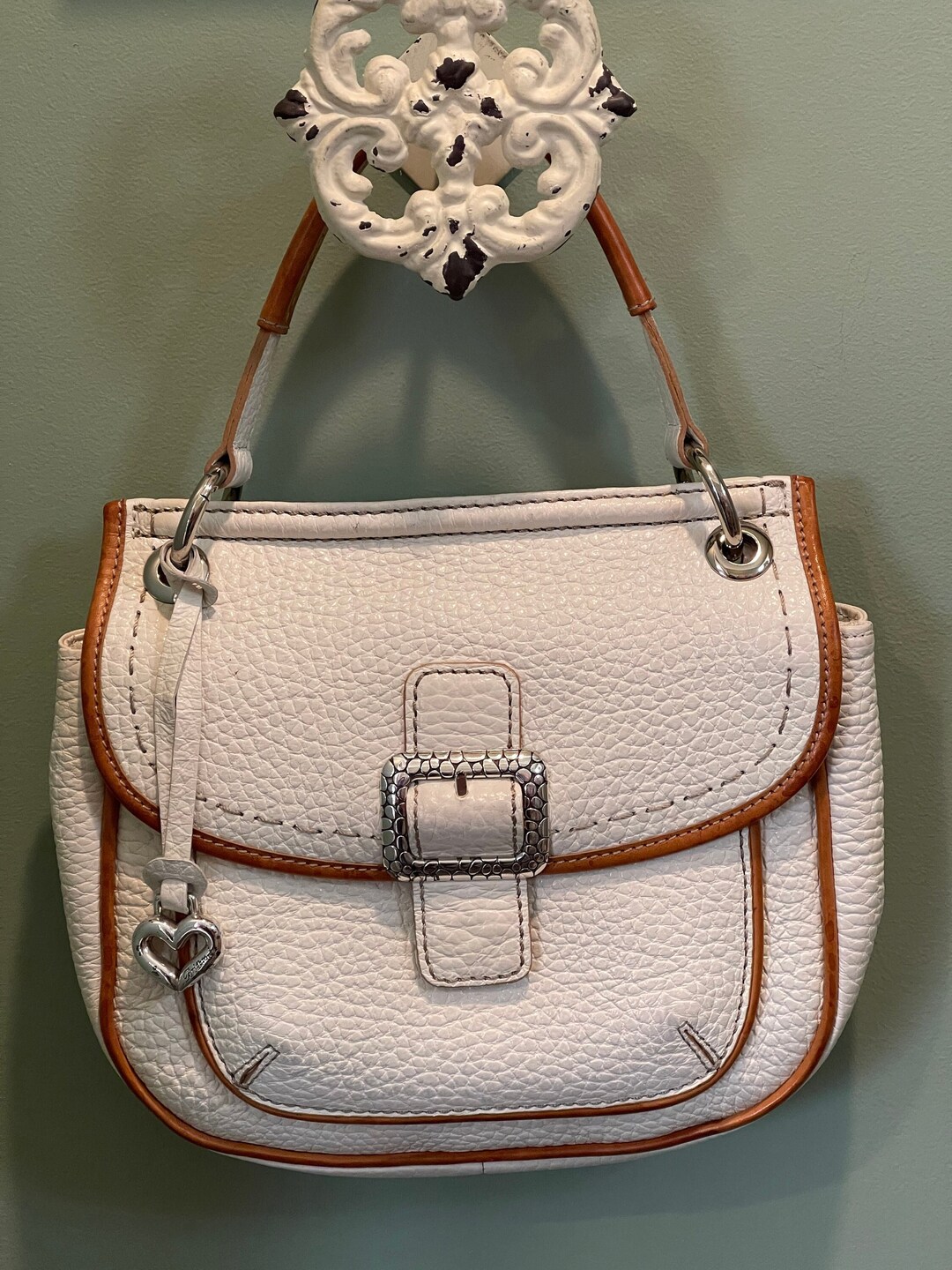 Like New Genuine Brighton Ivory Handbag Made With Embossed Leather. - Etsy