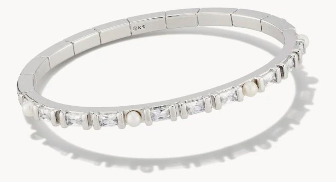 NWT Kendra Scott Gracie Crystal Pearl Bangle Bracelet S/M or M/L ...