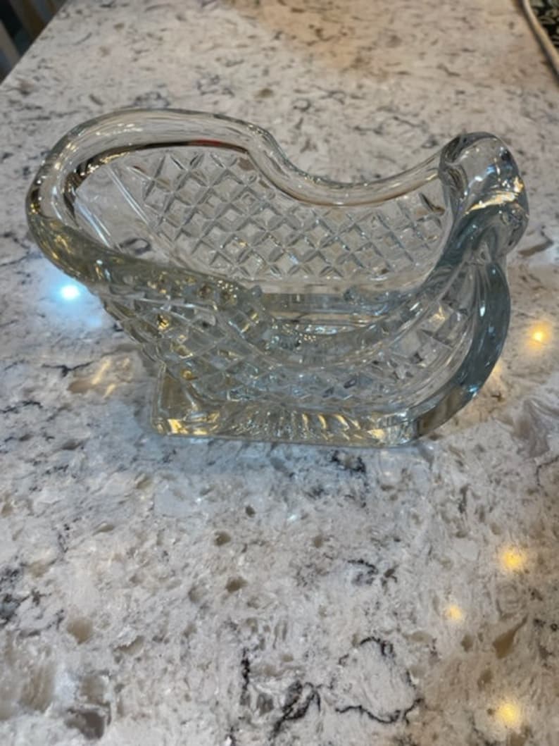 Vintage St George Crystal Lead Crystal Sleigh 4 3/4" H X 6 3/4" Long ...