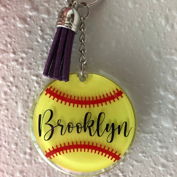 Softball Keychain - Etsy