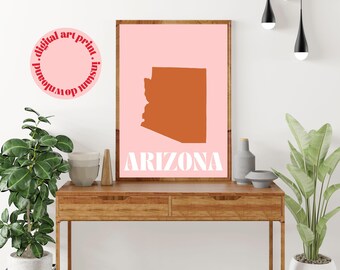 Arizona State Art Print, Home State Modern Wall Art, Arziona Wall Art ...