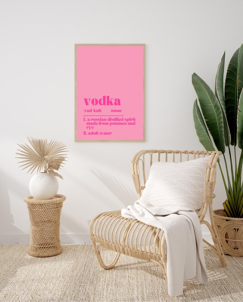 Vodka Cocktail Art Print Vodka Bar Cart Art Pink Vodka Bar - Etsy