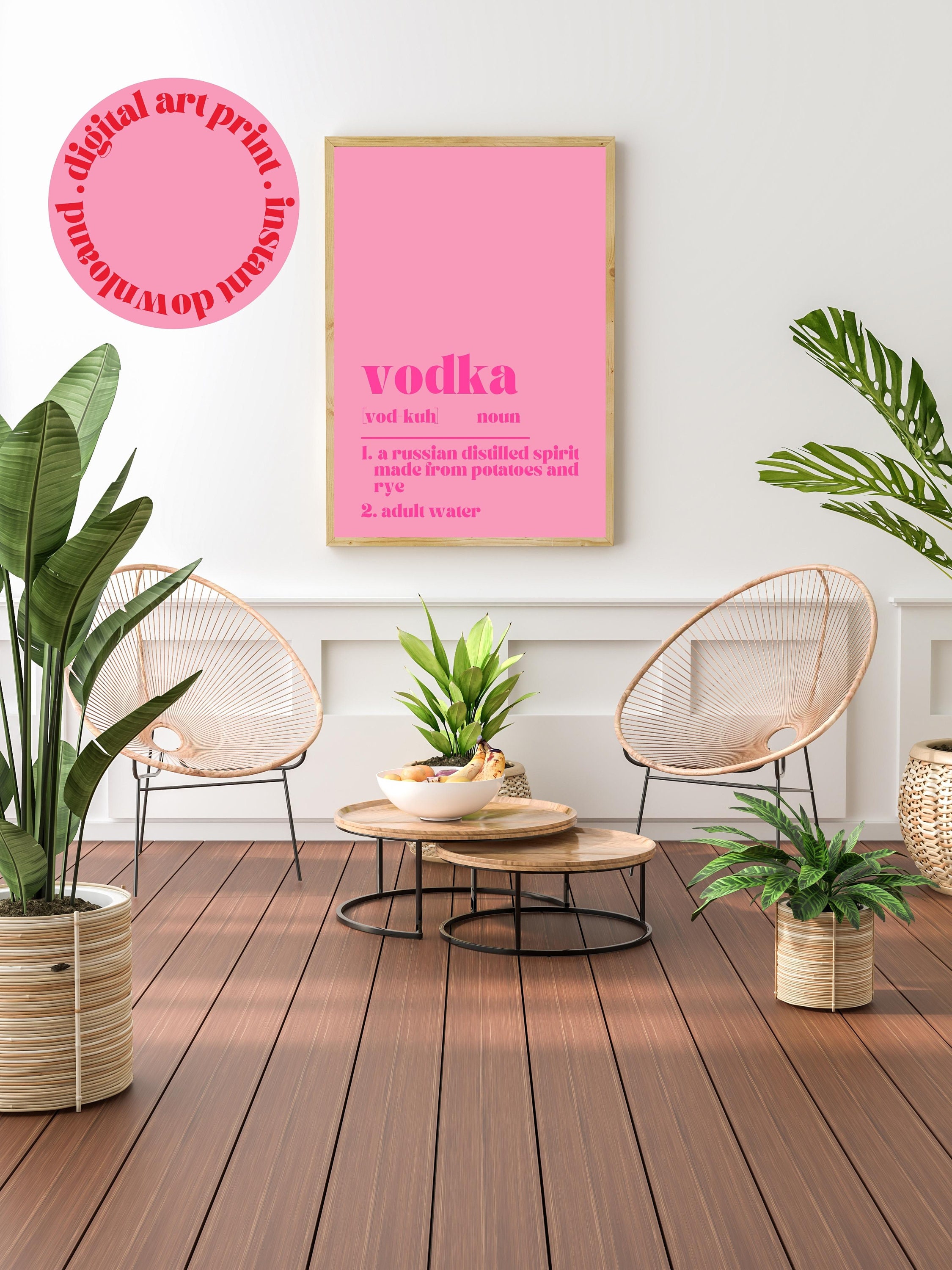 Vodka Cocktail Art Print Vodka Bar Cart Art Pink Vodka Bar - Etsy