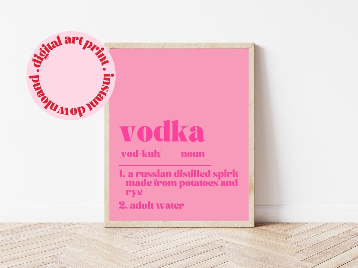 Vodka Cocktail Art Print Vodka Bar Cart Art Pink Vodka Bar - Etsy
