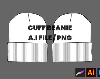 Cuff Beanie Hat Knit Stocking Cap Flat Illustration Cad Accessory ...