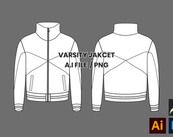 Varsity Jacket Drawing Bomber Jacket Letterman Jacket Fashion Flat ...